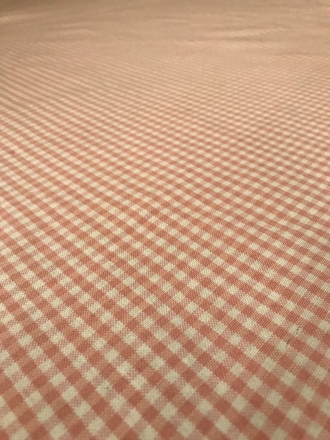 Pink and Peach Gingham Cotton Woven Fabric, Home Decor, Pillows ...