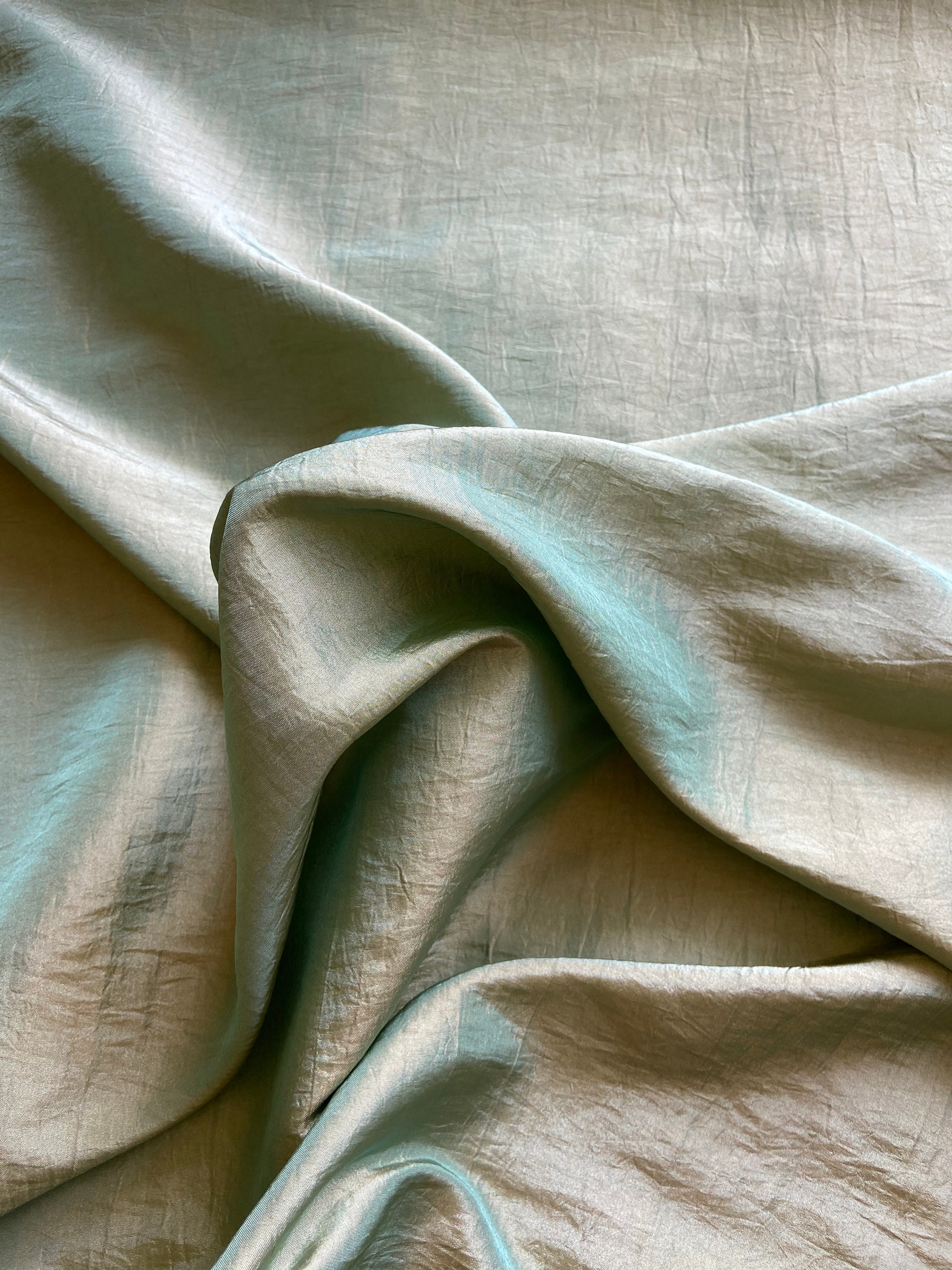 Sage Green and Gold Polyester Silky Fabric - Etsy