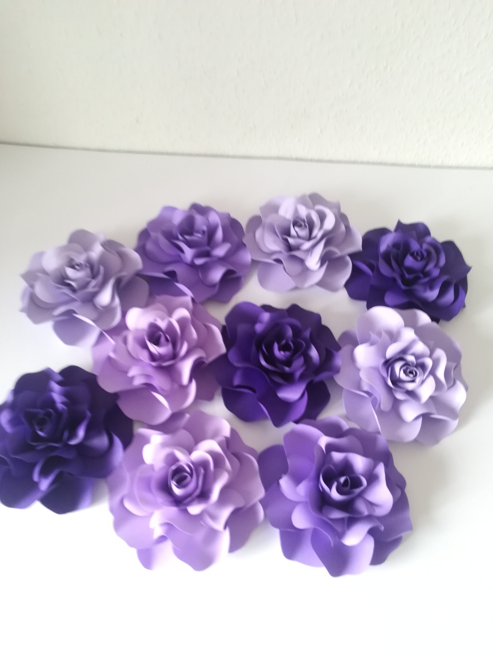 10pc Purple Paper Flower BackdropPaper Flowers Wall Decor | Etsy