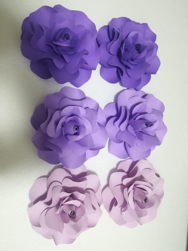 6pc Paper Flowers Paper Flower Wall Decor Purple Paper - Etsy