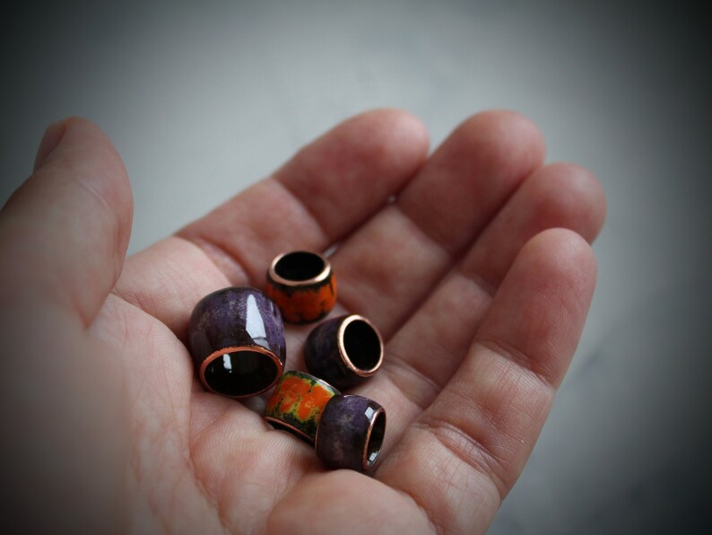 5 Dread Beads Set/7-15mm Hole/purple Glass Dreadlock | Etsy
