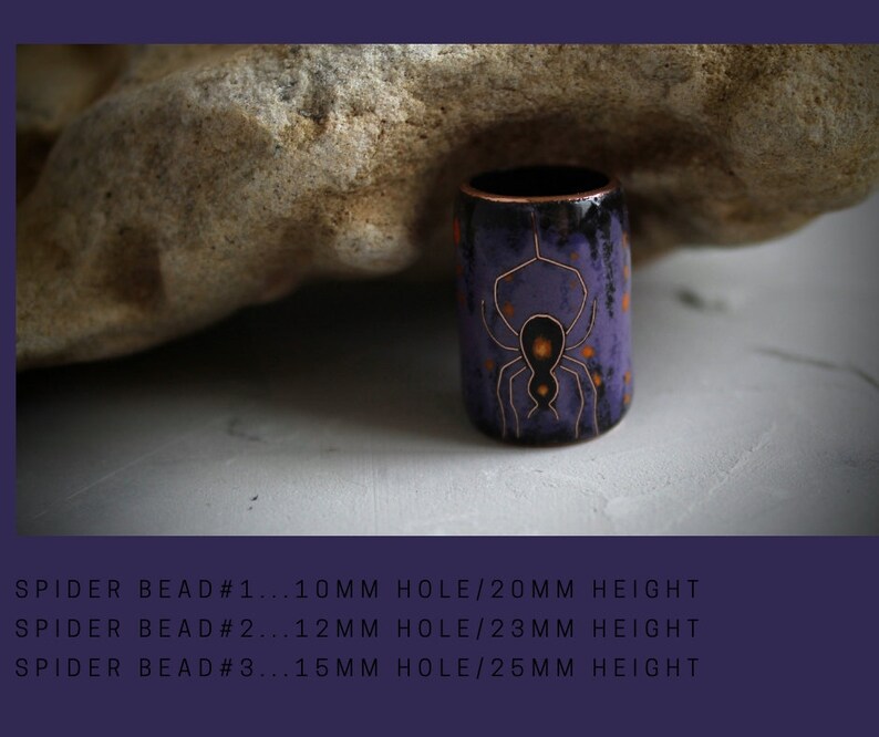 Spider Dread Bead/large Hole/purple Glass Dreadlock - Etsy