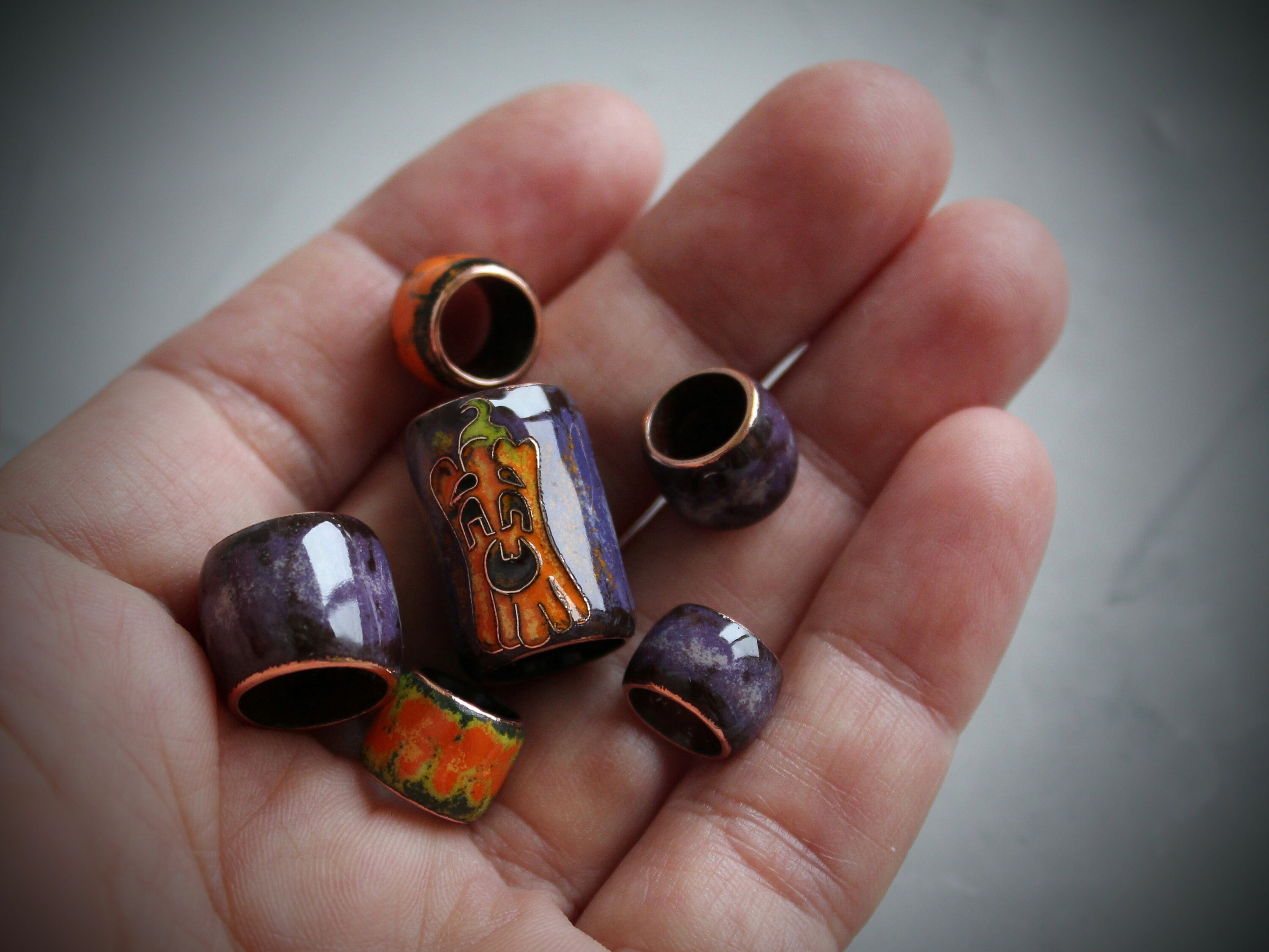 Halloween Pumpkin Dread Beads Set/7-15mm Hole/glass Dreadlock - Etsy
