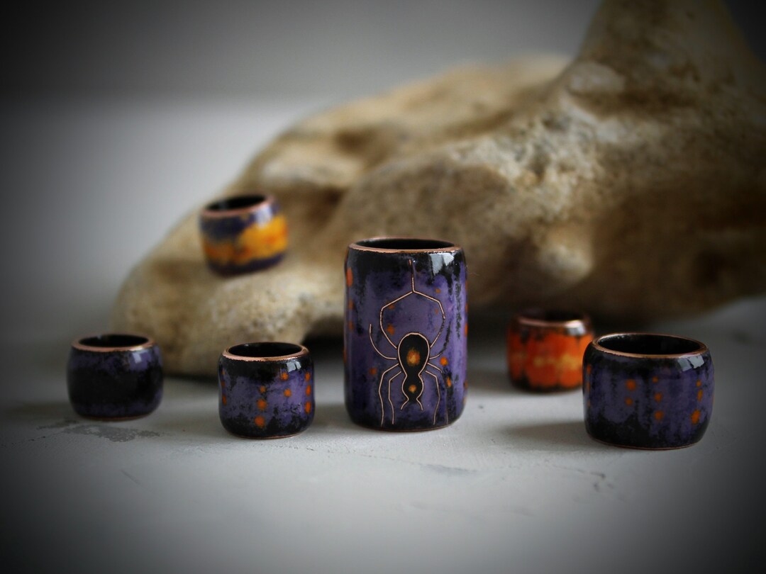 Spider Dread Beads Set/7-15mm Hole/halloween Glass Dreadlock Beads ...