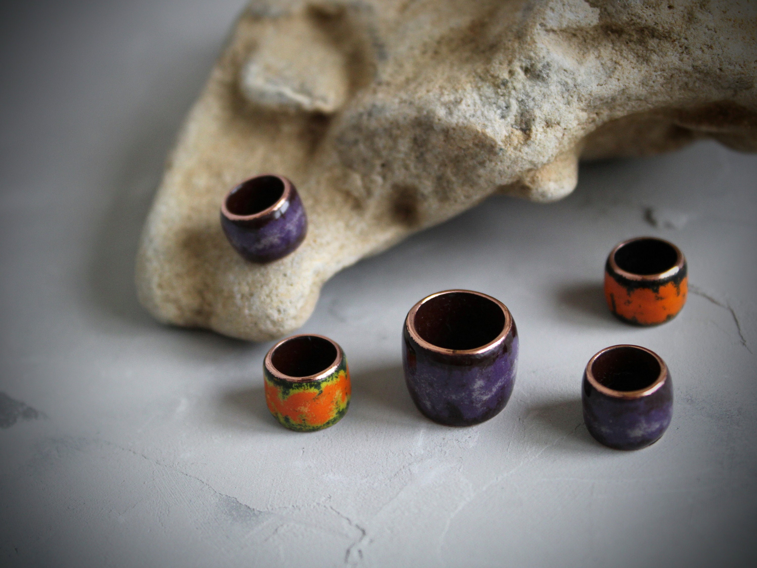 5 Dread Beads Set/7-15mm Hole/Purple Glass Dreadlock | Etsy