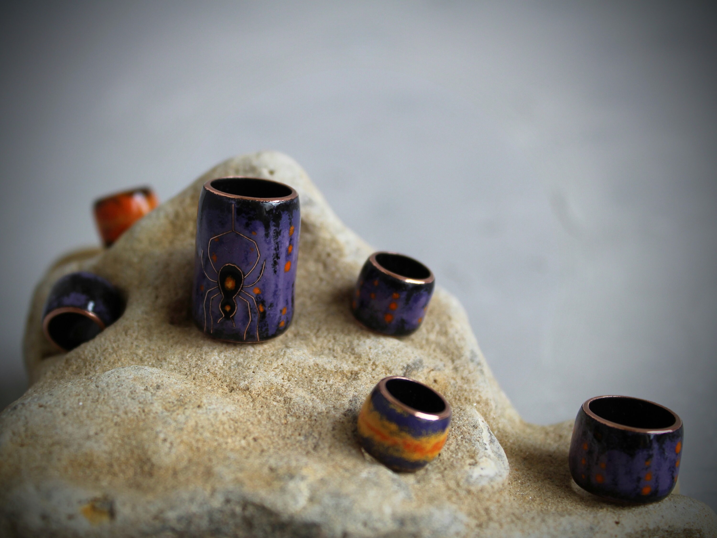 Spider Dread Beads Set/7-15mm Hole/halloween Glass Dreadlock - Etsy