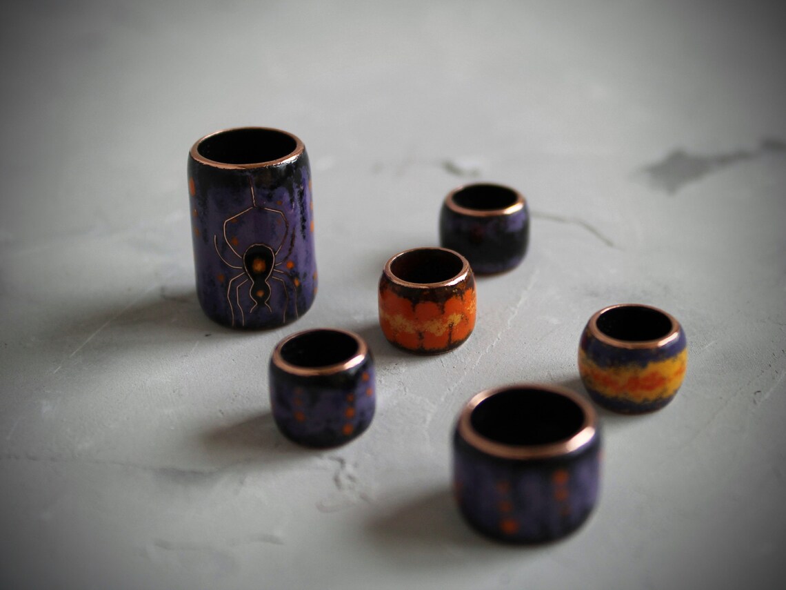 Spider Dread Beads Set/7-15mm Hole/halloween Glass Dreadlock - Etsy