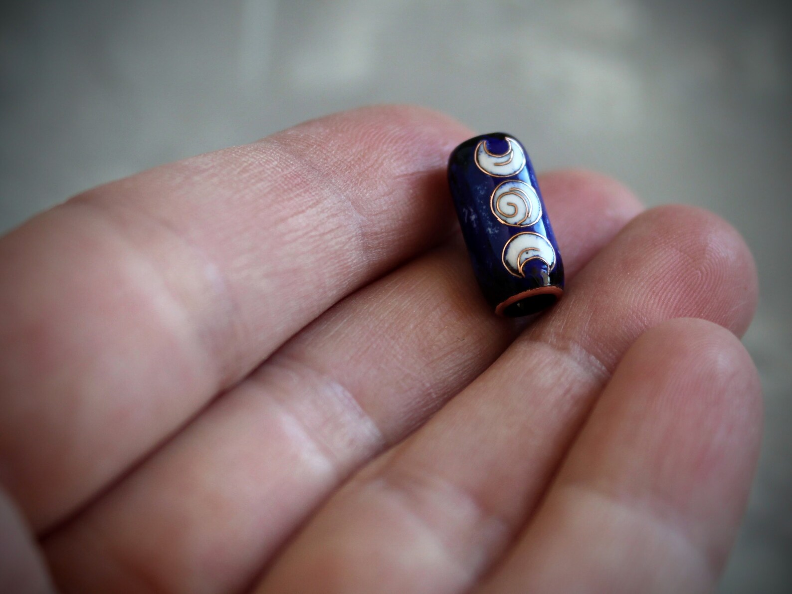 Triple Moon Dread Bead/4 Mm Hole/blue Glass Dreadlock | Etsy