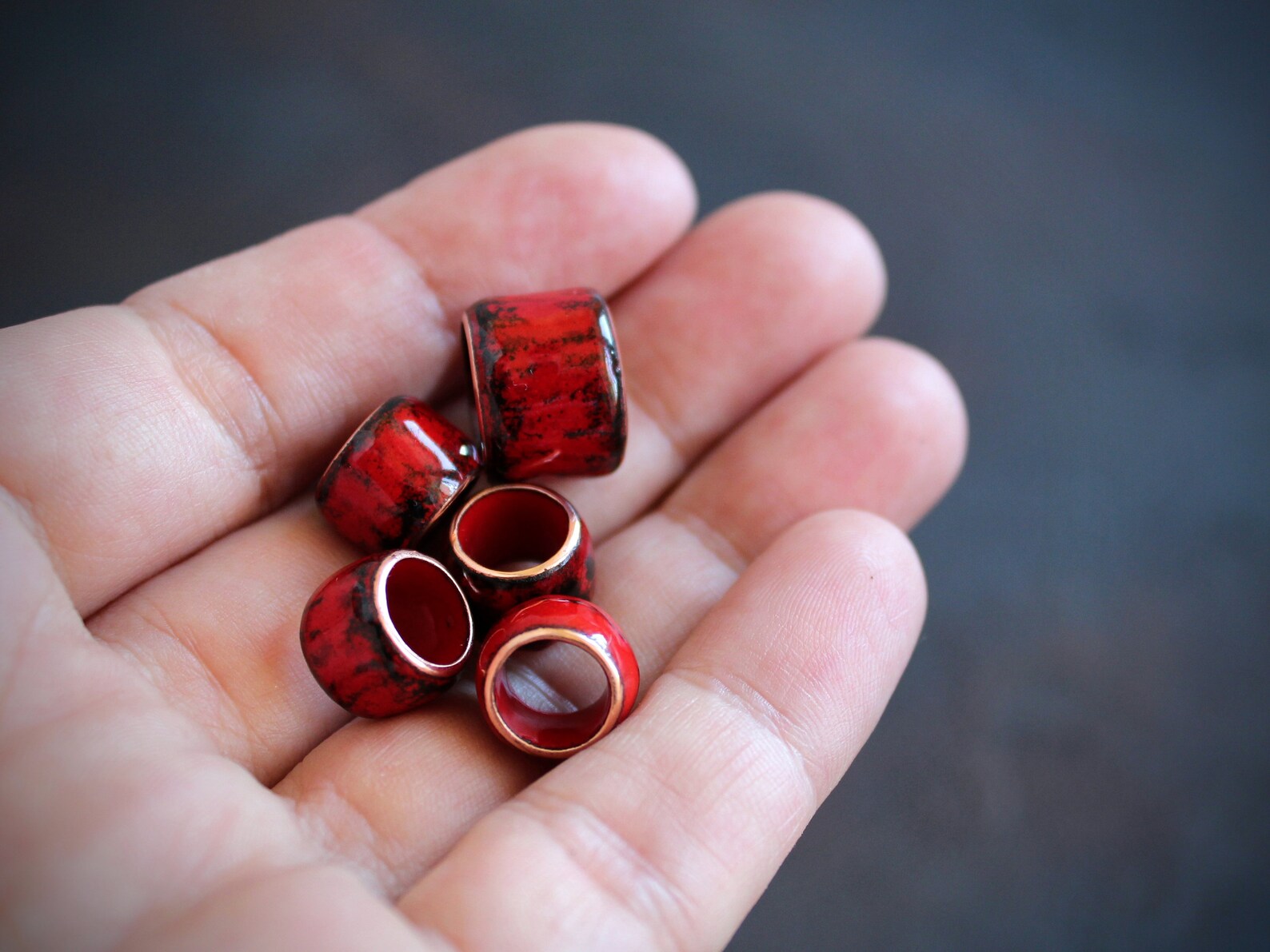 Dread Beads/choose 4-22 Mm Hole/red Glass Dreadlock - Etsy
