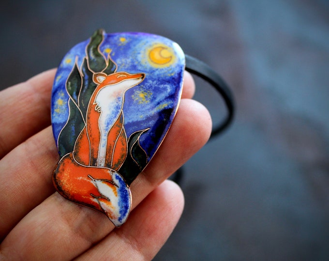 Fox Cloisonne Enamel Pendant Georgian Enamel Hot Enamel Cute Fox ...