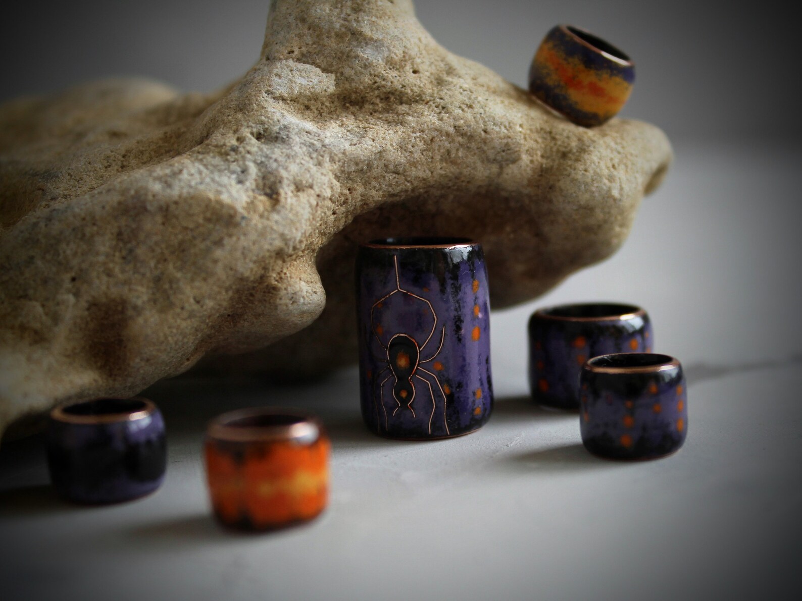 Spider Dread Beads Set/7-15mm Hole/halloween Glass Dreadlock - Etsy