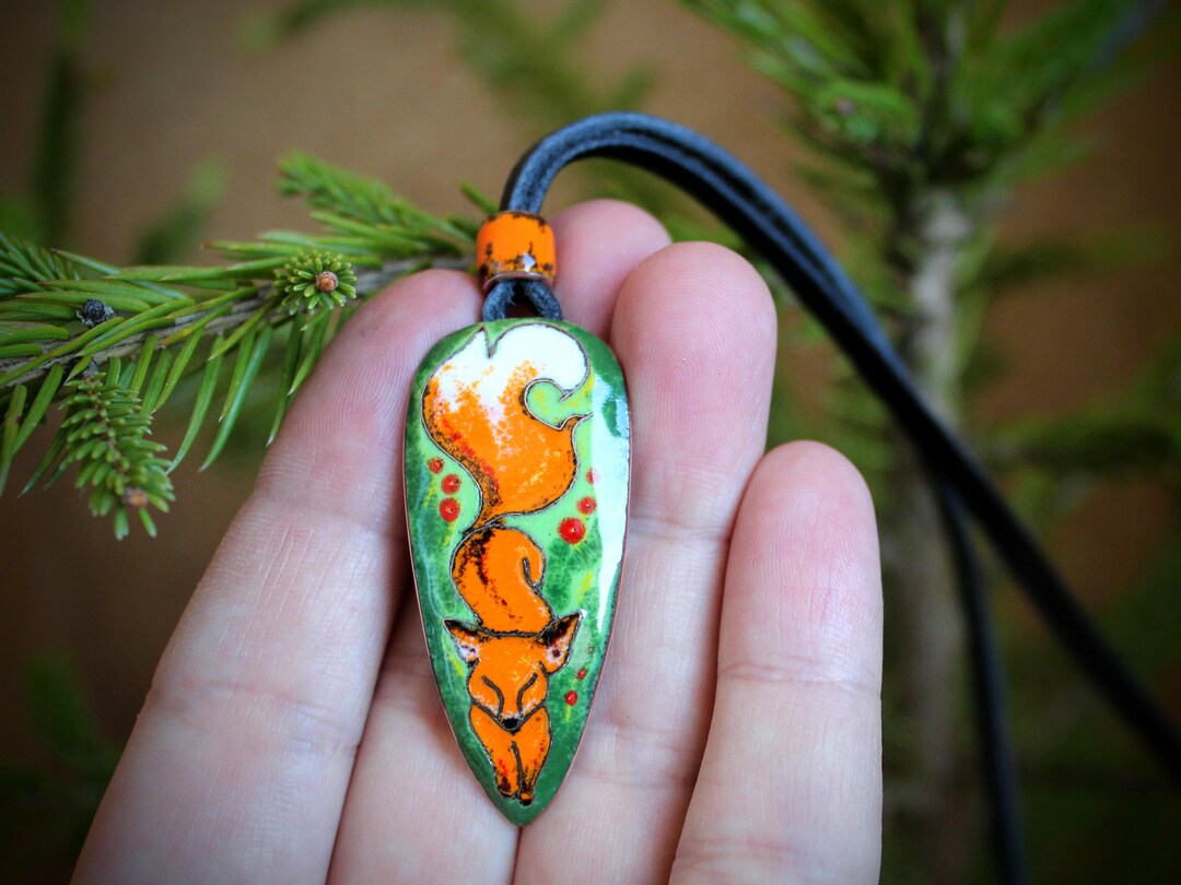 Fox Necklace/red Fox Necklace/enamel Necklace/fox Pendant/fox Lover ...