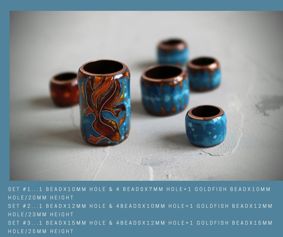 Goldfish Dread Beads Set/7-15mm Hole/Glass Dreadlock | Etsy