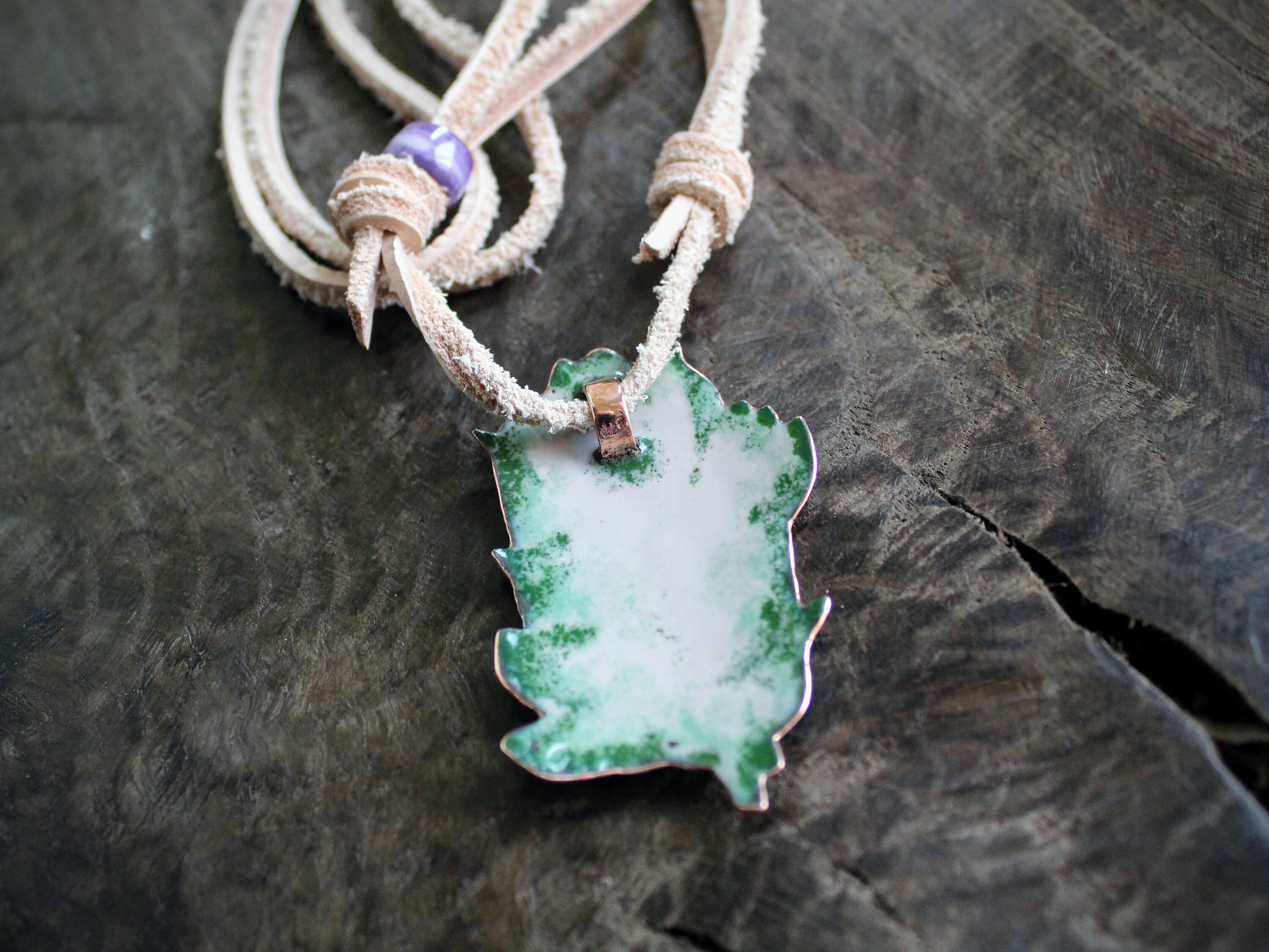 Spring Crocus Flowers Necklace: Handmade Copper & Purple Vitreous ...