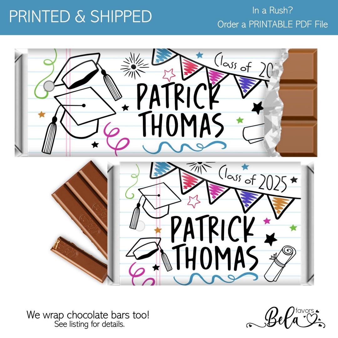 Doodle Design Graduation Candy Bar Wrappers | Kindergarten or Pre-k ...