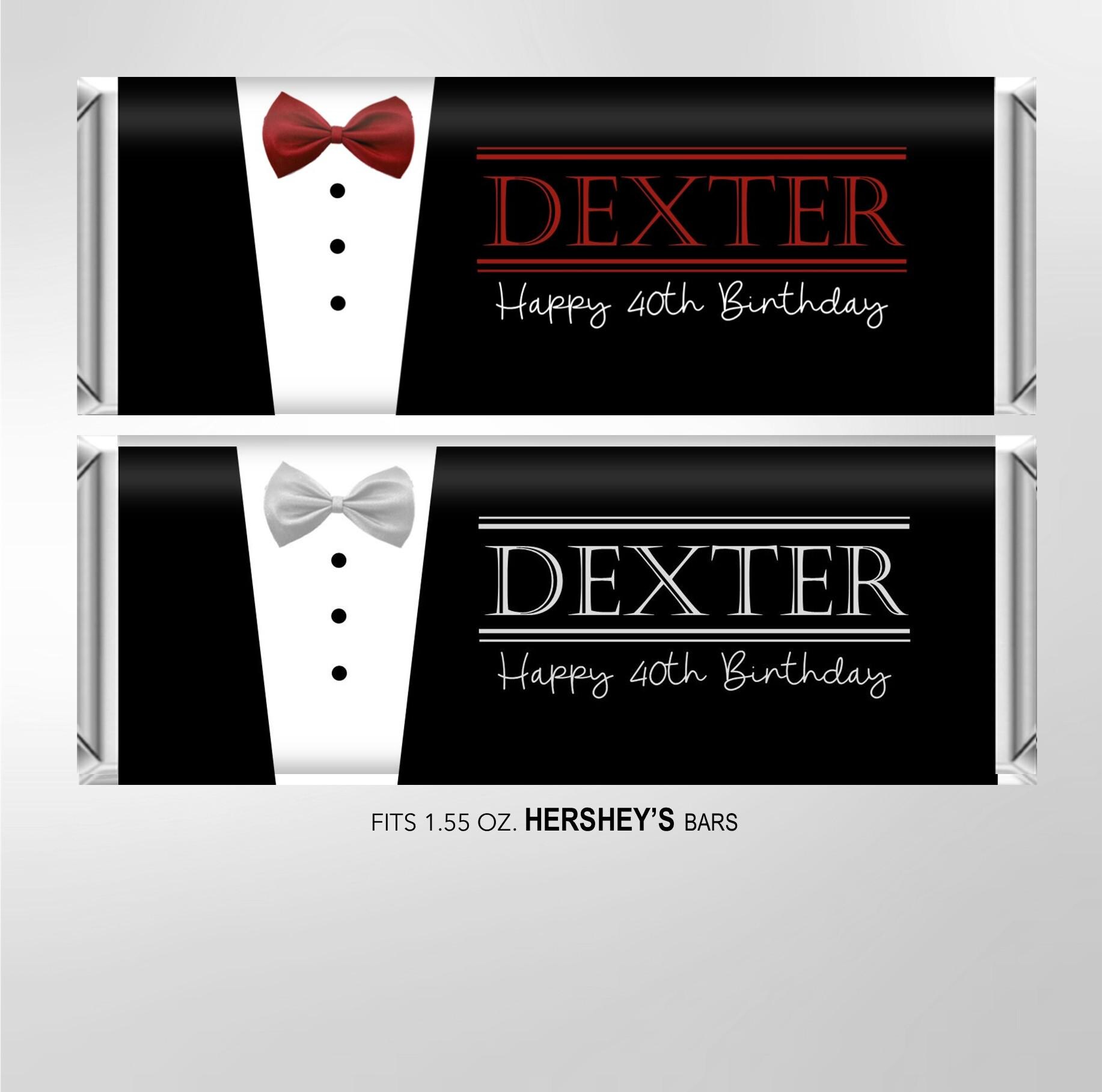 Personalized Tuxedo Bow Tie Candy Bar Wrappers: Men's Birthday Favors ...