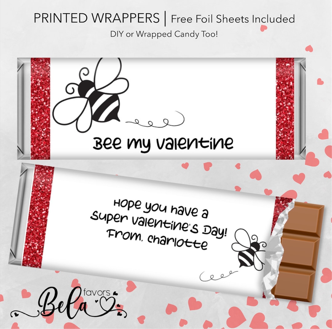 DIY or PRINTED Valentine's Day Bee Mine Candy Bar Wrapper School Class ...