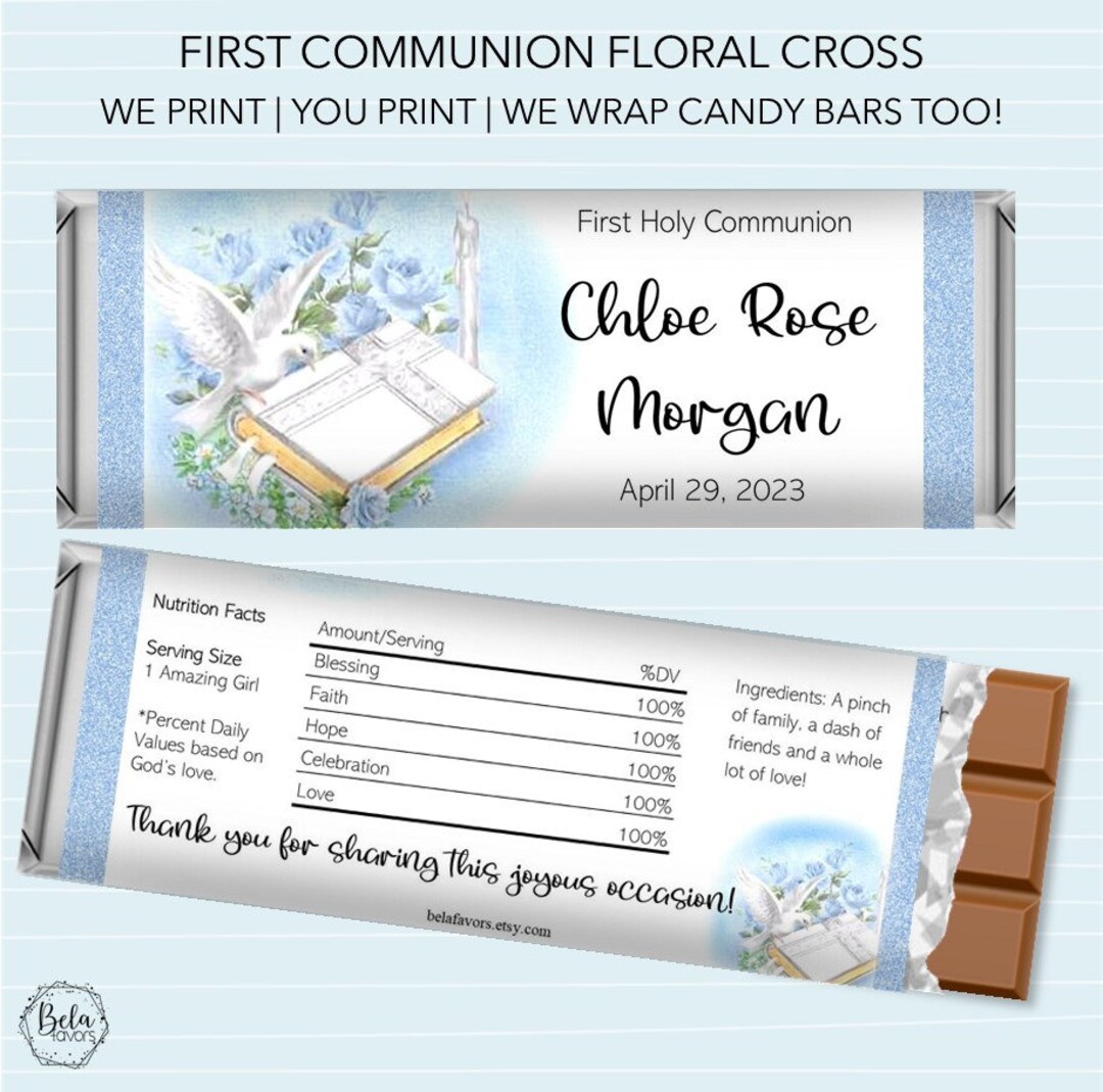 Dove Blue and Bible First Holy Communion Favors Custom Personalized ...