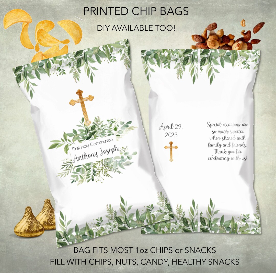 Printed or DIY First Holy Communion Custom Chip Bags Girl's or Boy's ...