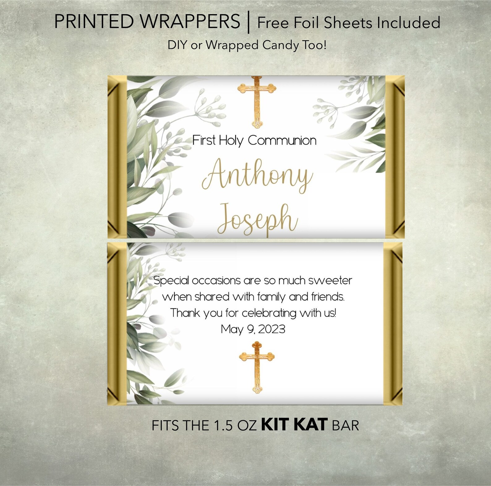 Printed or DIY Boho Flair Personalized First Holy Communion Favors ...