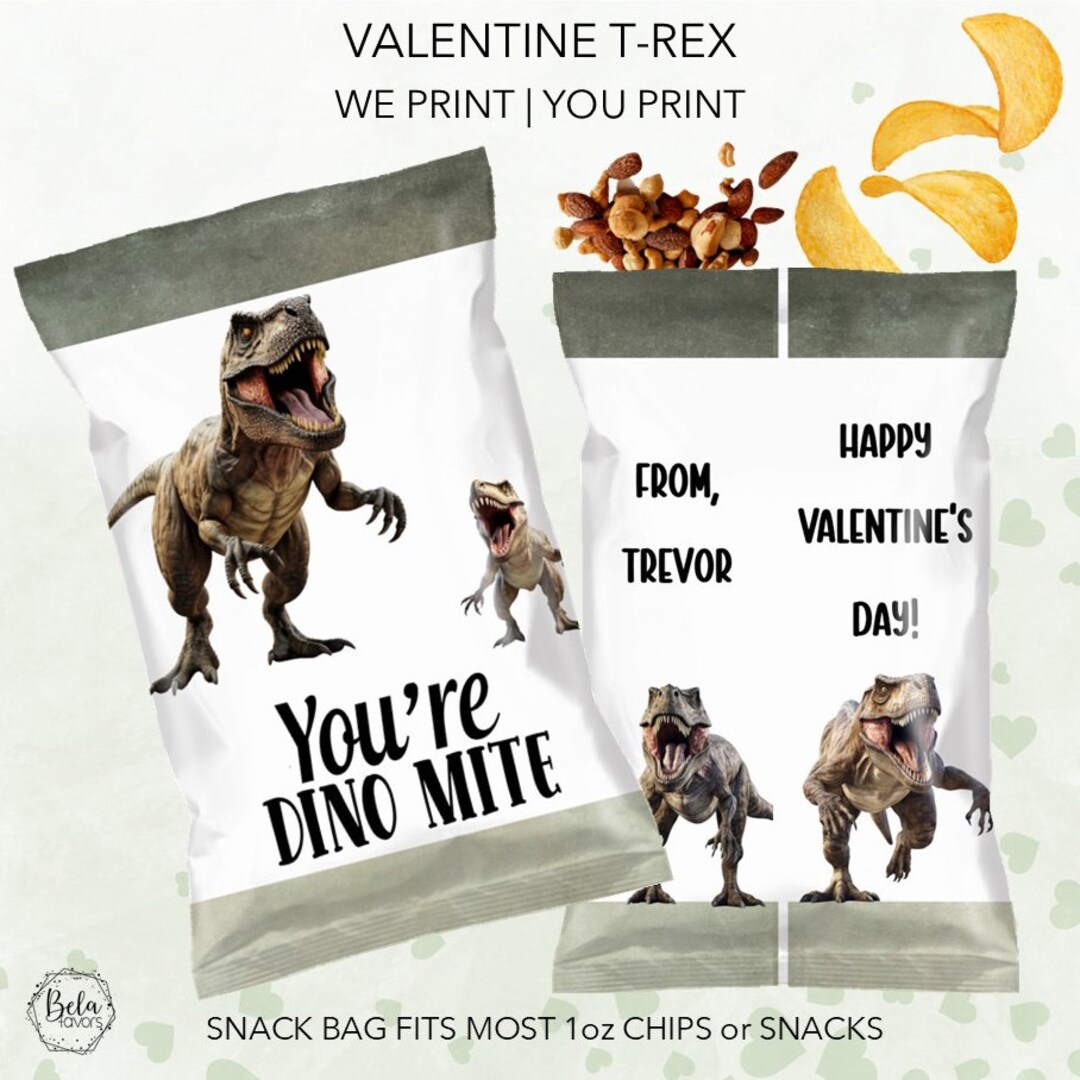 DIY or PRINTED Dino-mite Valentine's Day Favors School Party & Teacher ...