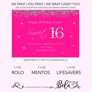 DIY or Printed Candy Wrapper Sweet 16 Personalized Custom Rolo ...