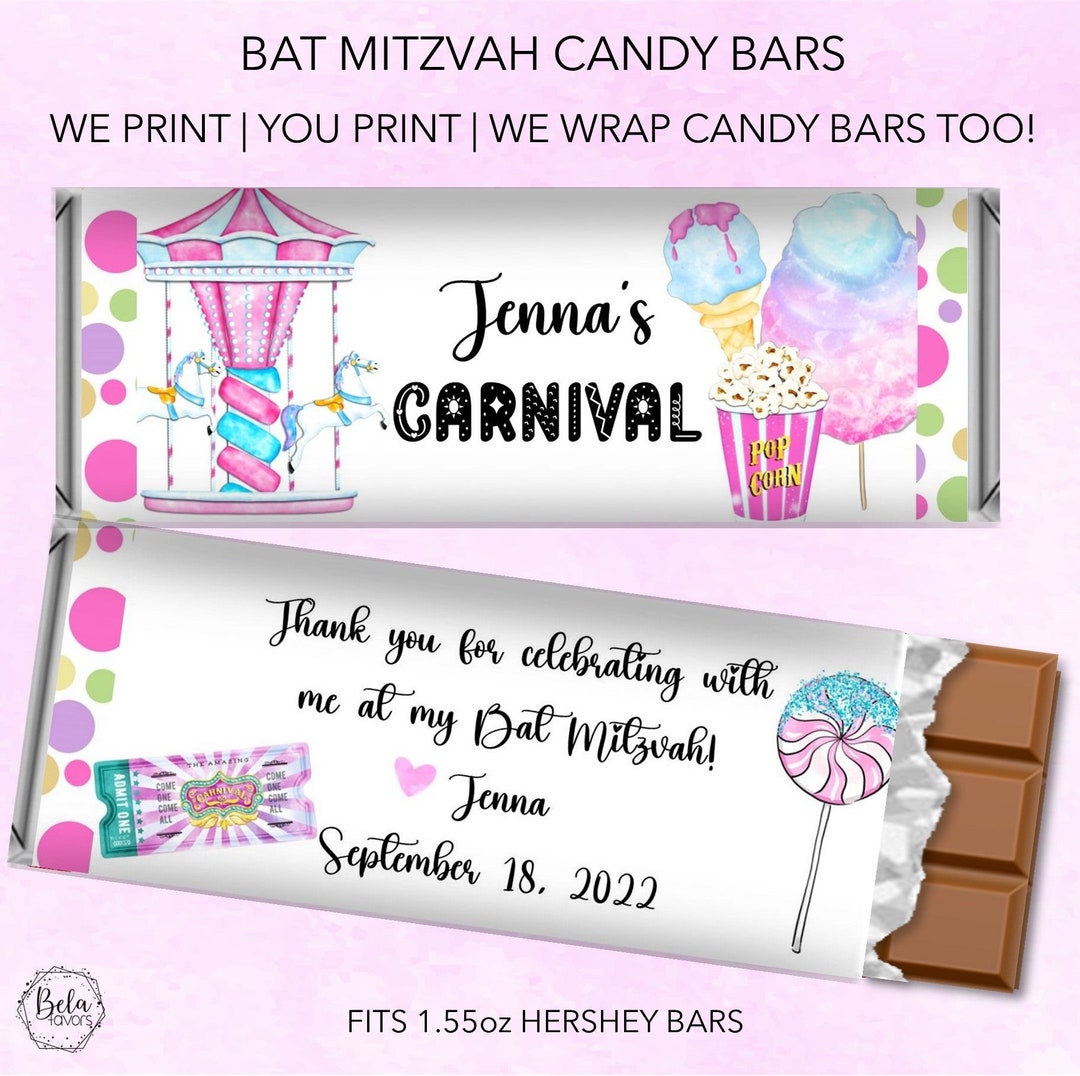 Carnival Circus Bat Mitzvah Party Favors | Custom Personalized Candy ...