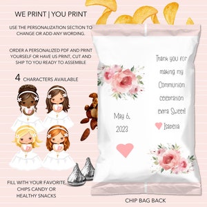 Printed or DIY First Holy Communion Custom Chip Bags Little Girls ...