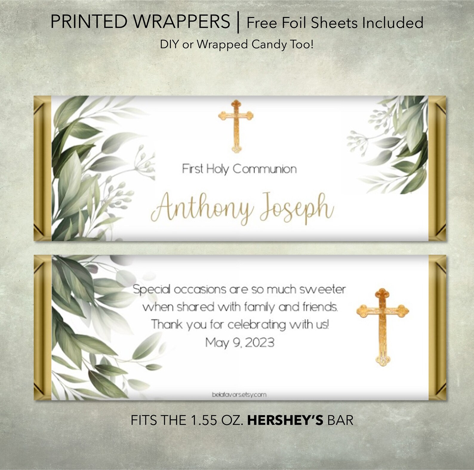 Printed or DIY Boho Flair Personalized First Holy Communion Favors ...