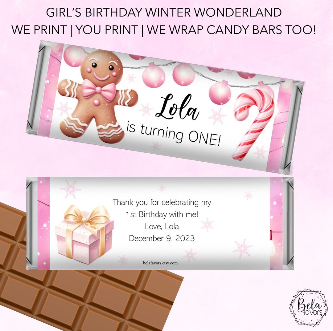 Gingerbread Girl's Birthday Party Favor | XMAS Custom Chocolate ...