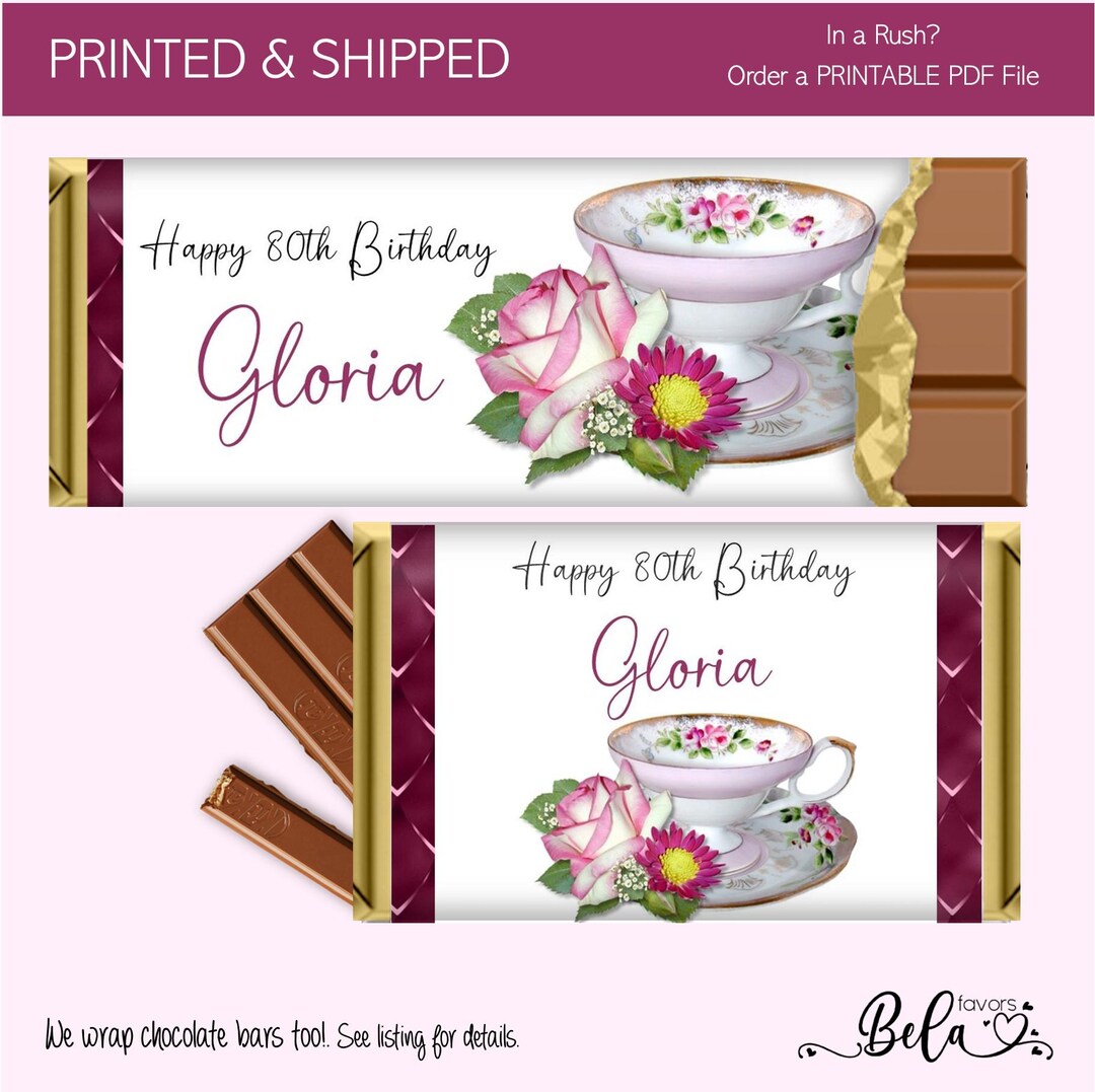 Tea Party Custom Candy Bar Wrappers | Women's Birthday Favors ...