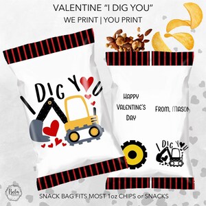 DIY or PRINTED I Dig You Valentine's Day Favors School Party & Teacher ...