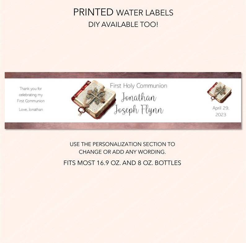 Red Bible First Holy Communion Favors | Personalized Water Bottle ...