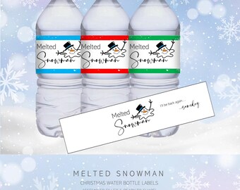 Printable Water Bottle Labels: Melted Snowman Christmas Party - Etsy