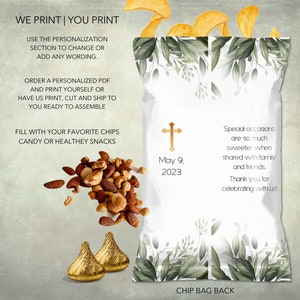 Printed or DIY First Holy Communion Custom Chip Bags Snack Bags Girl's ...