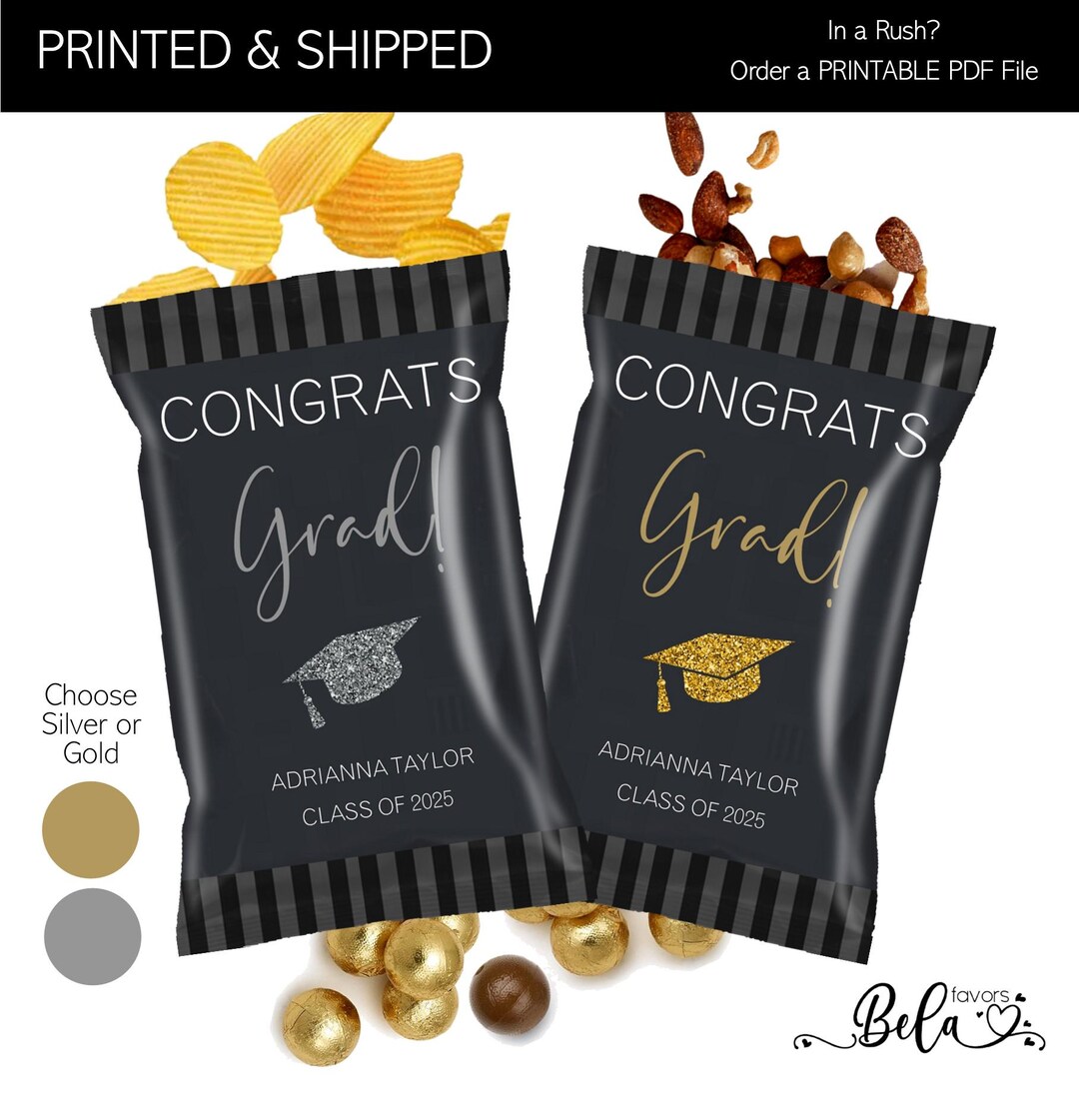 2025 Silver or Gold Graduation Chip Bags | Fill With Your Favorite ...
