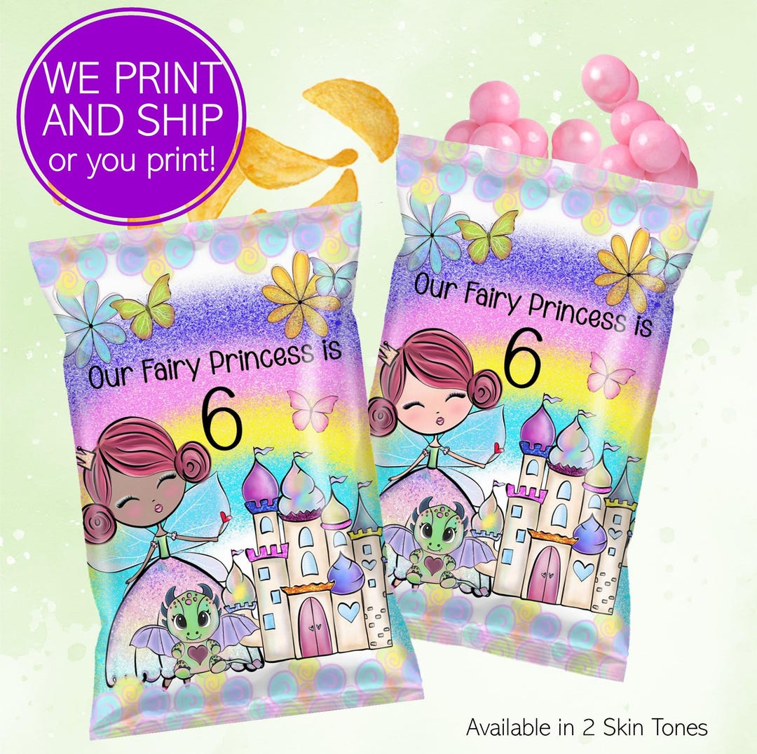 Printed Fairy Princess Party Favor Girl's Birthday , Custom ...