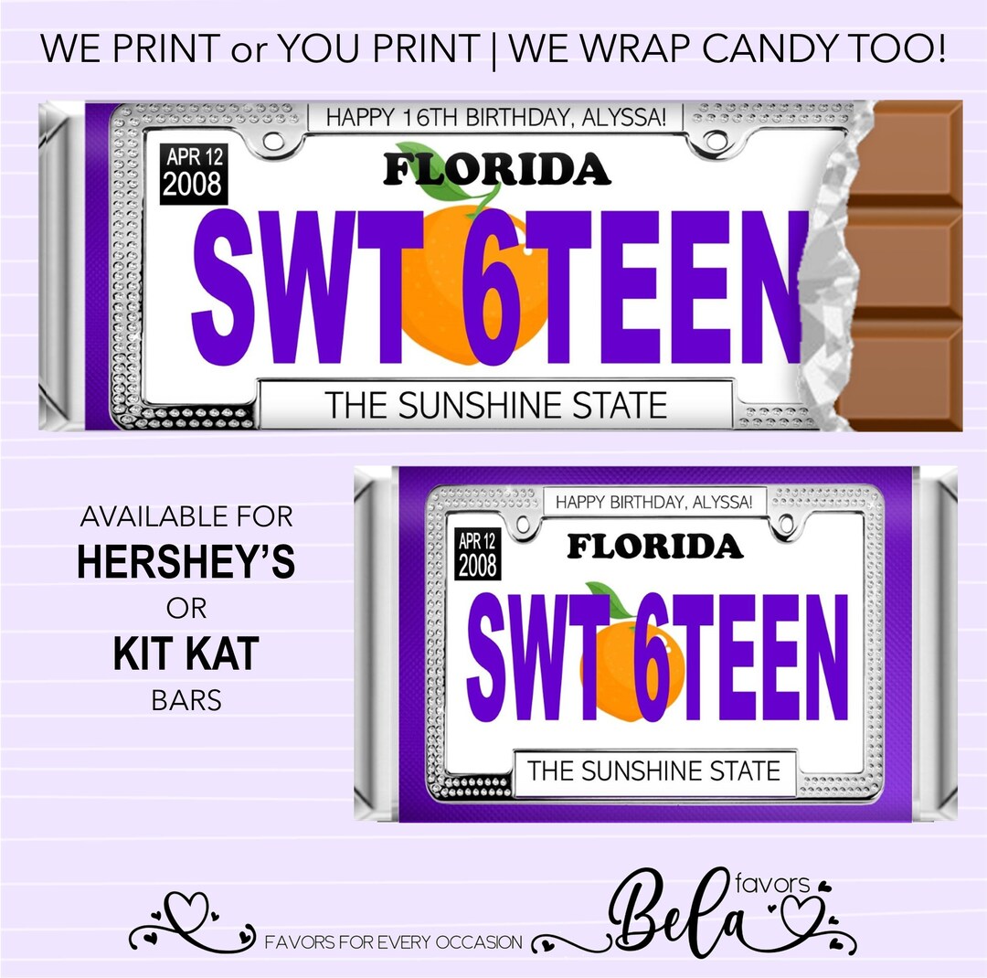 DIY or Printed Candy Wrapper Sweet 16 Hershey Chocolate Kit Kat Bar ...