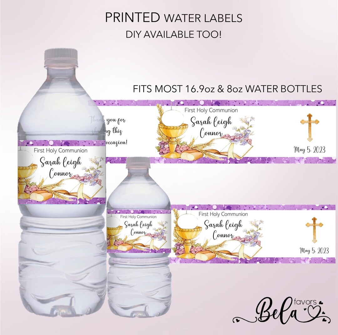 Printed or DIY Purple Chalice Design Girl First Communion Favors ...