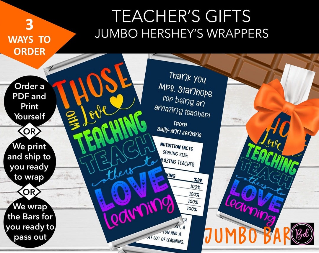 Hershey's Teacher Appreciation Candy Bar Wrappers | Personalized Gift ...