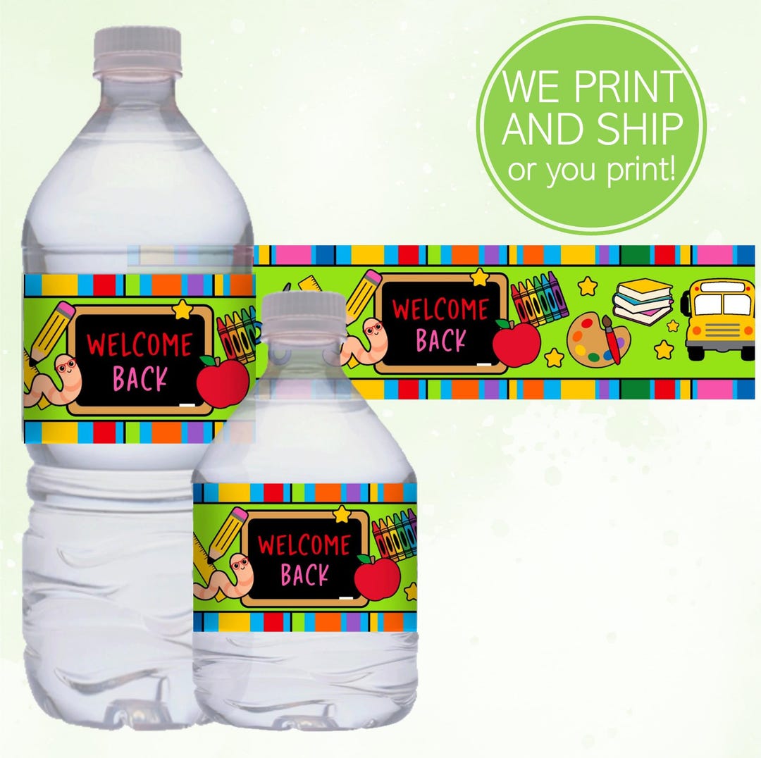 Bookworm First Day of School Water Bottle Labels, for Any Grade ...