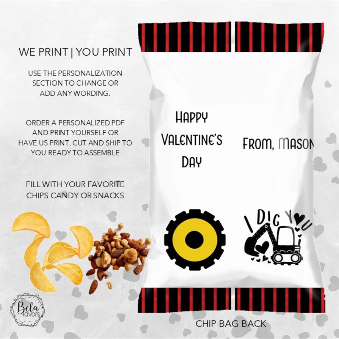 DIY or PRINTED I Dig You Valentine's Day Favors School Party & Teacher ...