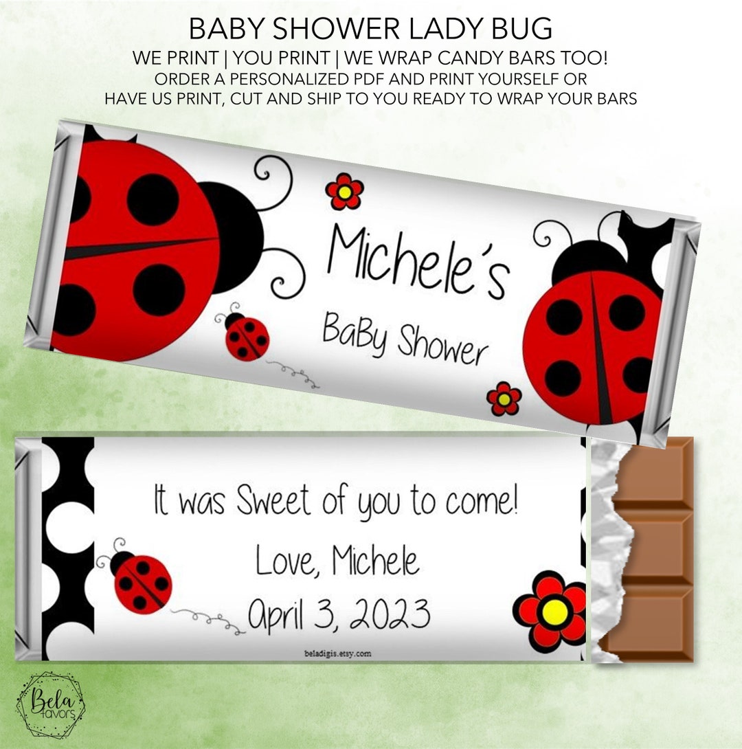 Lady Bug Baby Shower Party Favors | Custom Personalized Candy Bar ...