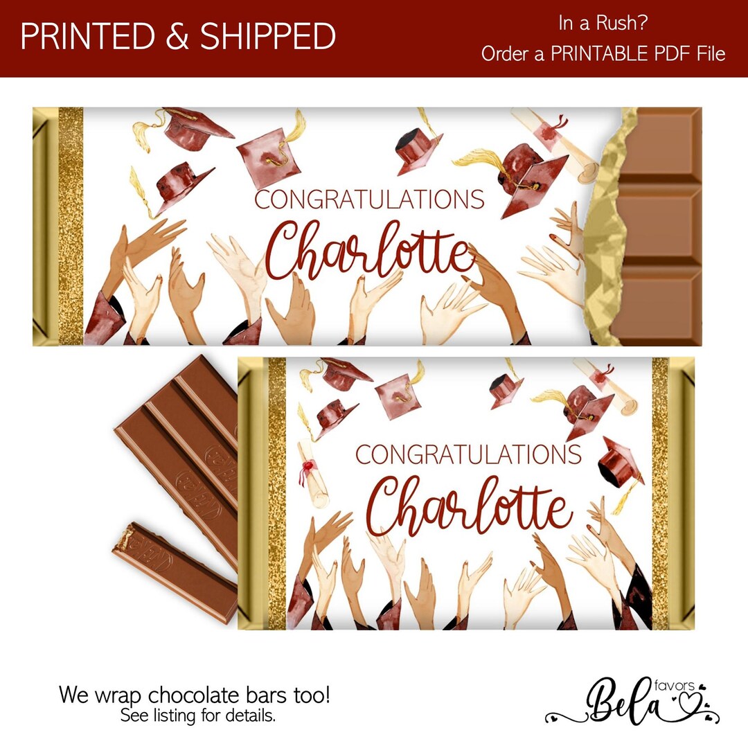 2026 Custom Graduation Party Favors: Red Burgunday Cap Printed Candy ...