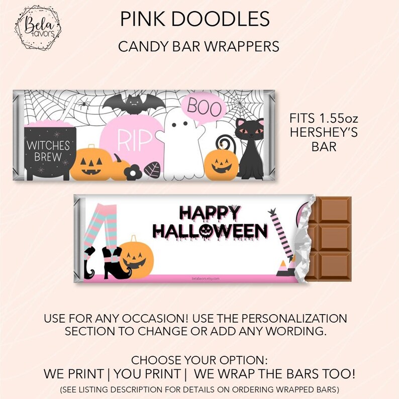 Creepy in Pink! Halloween Gifts and Party Favors | Chocolate Candy Bar ...