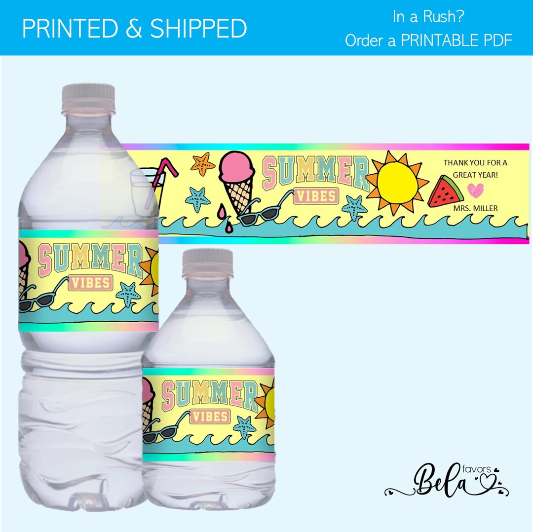 Summer Vibes Water Bottle Labels: Last Day of School Stickers (set of ...