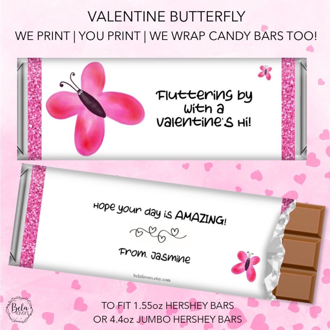 Valentine's Day Butterfly Candy Bar Wrappers School - Etsy