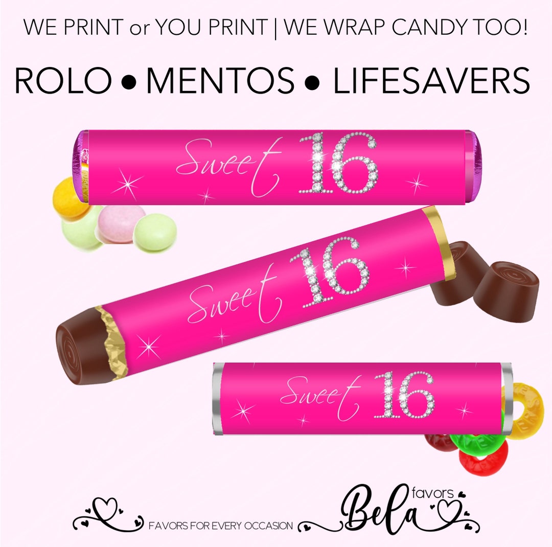 DIY or Printed Candy Wrapper Sweet 16 Personalized Custom Rolo ...