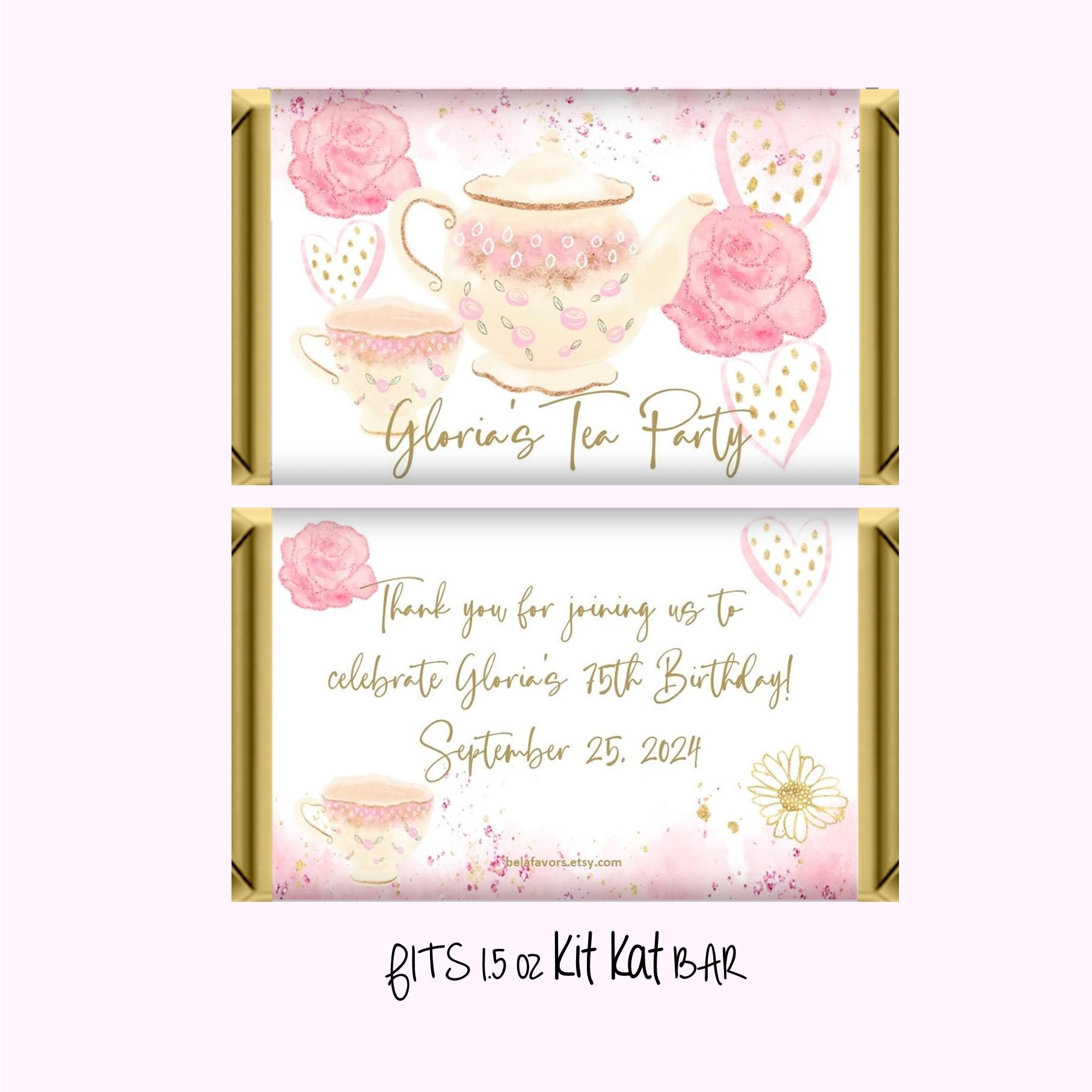 Tea Party Custom Candy Bar Wrappers | Women's Birthday Favors ...