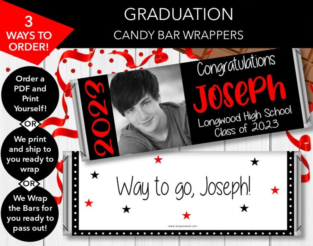 2023 Photo Graduation Candy Bar Wrappers | Personalized Graduation ...